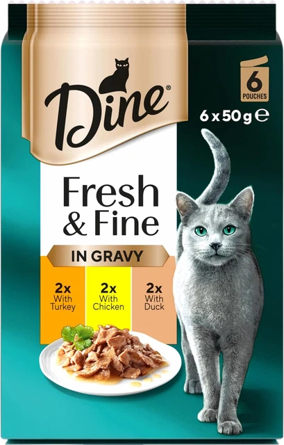 FRESH AND FINE Wet Cat Food Turkey, Chicken & Duck in Gravy 50G Pouch ...