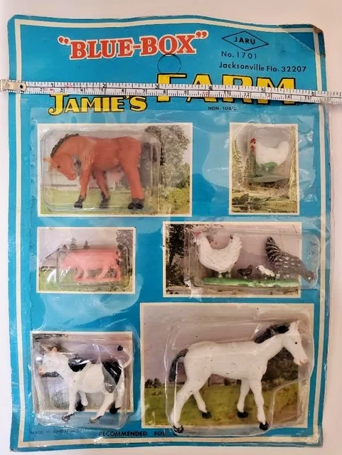 VINTAGE BLUE-BOX JAMIE'S Farm Animal Set, JARU #1701, 1970's $7.77 ...