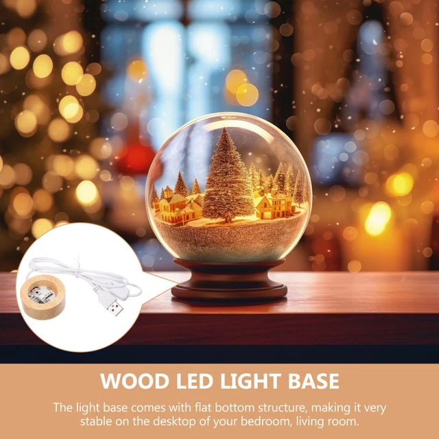 WOODEN LIGHT BASE Small Wooden LED Display Stand Round Lighted for DIY ...
