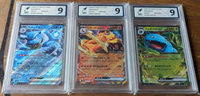 RKT GRADING POKÉMON Card Bundle X3 Cards Blastoise EX, charizard EX ...