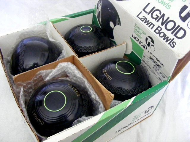 SET 4 THOMAS Taylor Lignoid Suregrip Lawn Bowls Size 3 £59.99 - PicClick UK