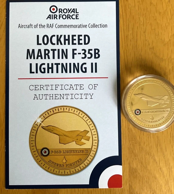 RAF COMMEMORATIVE COLLECTION 24ct Gold Coin Medallion F-35B Lightning ...