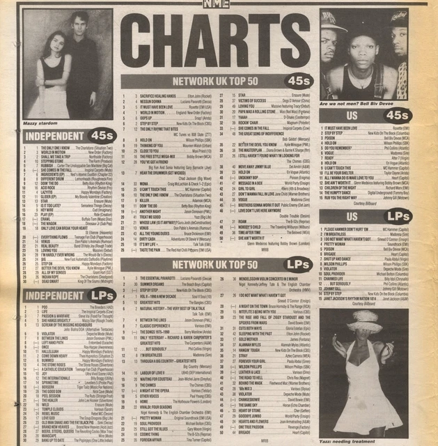 30/6/90PGN60 THE NME Charts On 30/6/90 The Uk Top Fifty Singles And ...