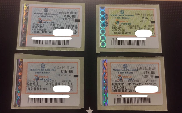 Marche Da Bollo Telematiche Nuove Originali 16u20ac (da Maggio A ...