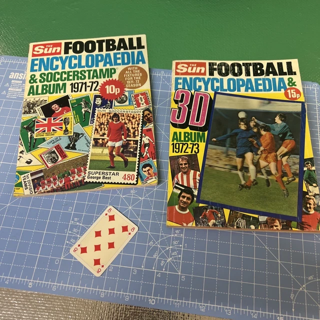 THE SUN FOOTBALL ENCYCLOPAEDIA 1971-72 STAMP ALBUM & 3D ALBUM 1972/73 ...