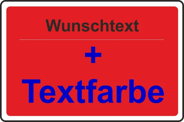 WARNSCHILDER HINWEISSCHILD ROT Alu Schilder Kennzeichnung Wunschtext ...