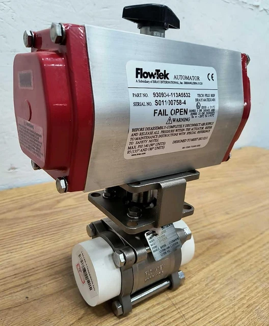 BRAY FLOW-TEK 93 Series Pnuematic Actuator with 316 SS 1-1/2" 7007 Ball ...