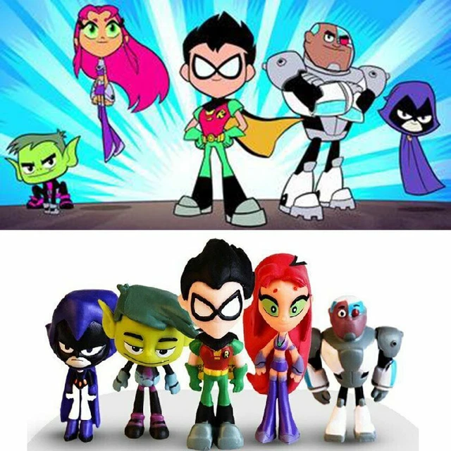 6X TEEN TITANS Go Robin Cyborg Beast Boy Raven Stire Action Figures ...