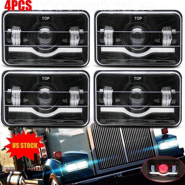 FOR FREIGHTLINER CLASSIC FLD120 FLD112 Truck Black 4X6" LED Headlights ...