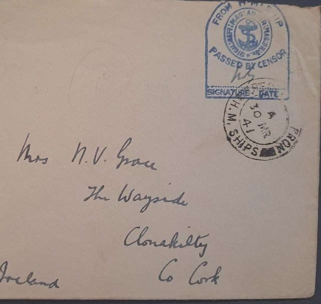 CENSORE POSTA MARITTIMA GB seconda guerra mondiale HMS spedizione ...