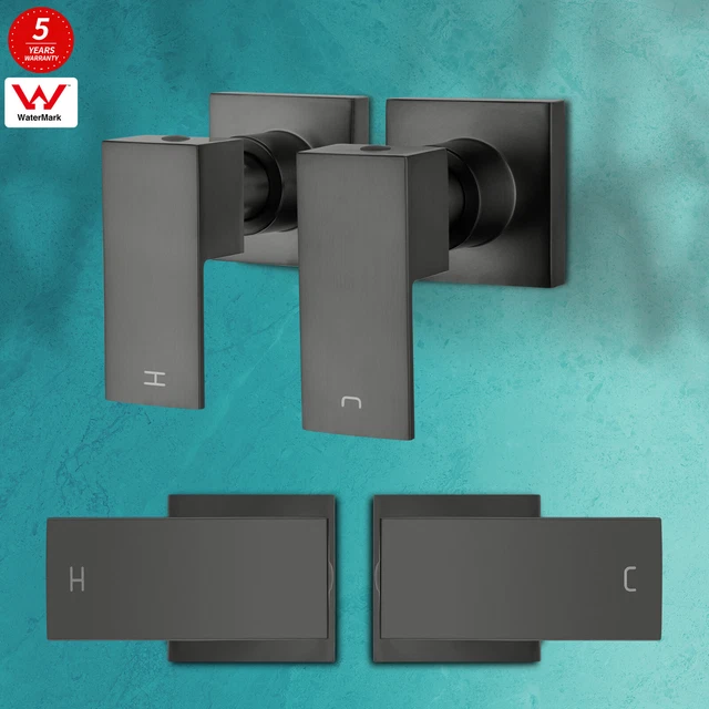 SQUARE BRASS SHOWER Twin Taps Vanity Basin Sink Water Spout Tap Gun ...