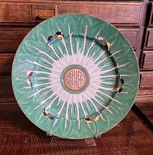 ANTIQUE BOK CHOY Chinese Export Porcelain 8 3/8" Plates Cabbage Leaf ...