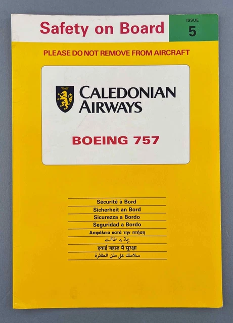CALEDONIAN AIRWAYS BOEING 757 Vintage Airline Safety Card Issue 5 £9.95 ...