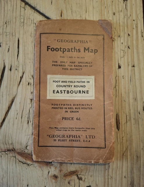 1930S EASTBOURNE GEOGRAPHIA Footpaths Map Paper Vintage £11.12 ...