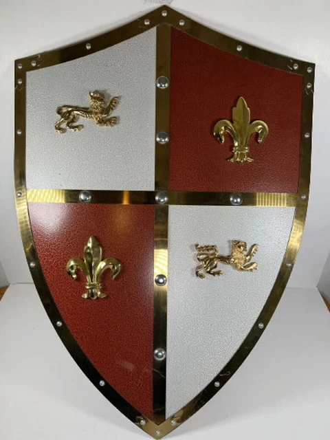 24& MEDIEVAL ROYAL Crusader Lion Shield ~ Battle Ready Steel Knight ...
