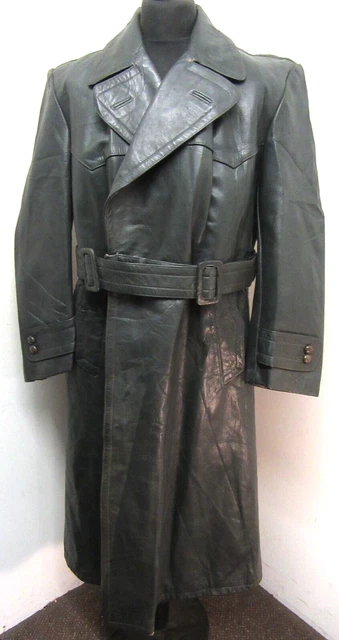 VINTAGE WW2 GERMAN Wehrmacht Officers Leather Trench Coat Jacket Size ...
