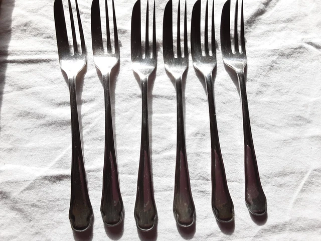 BOXED 6X CAKE Forks Set Silver Plated 13.5cm WSS c. 1900s WS Savage ...