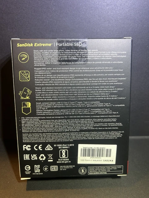 SANDISK EXTREME V2 4TB USB-C SDSSDE61-4T00-G25 Portable External NVMe ...