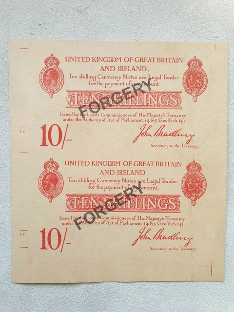 ENGLAND 10 SHILLINGS Forgery uncut sheet banknote £114.08 - PicClick UK