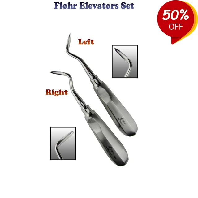 DENTAL TOOTH EXTRACTION Surgical Root Elevators Set Flohr Right And Left Angled £12.97 - PicClick UK