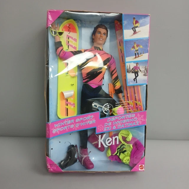 MATTEL KEN WINTER Sports Doll 1994 Barbie Boxed w/ Accessories Flexible ...