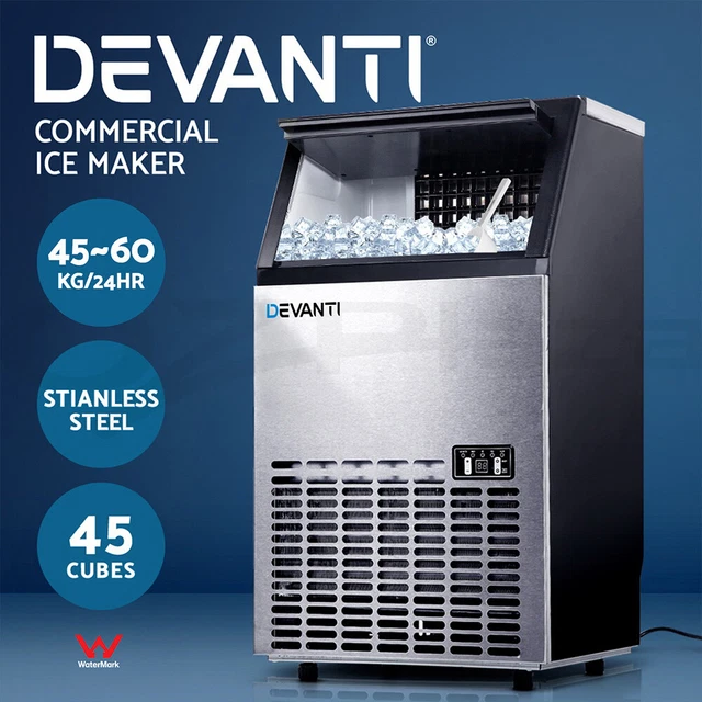 DEVANTI 45-60KG COMMERCIAL Ice Maker Machine Ice Cube Makers Stainless ...