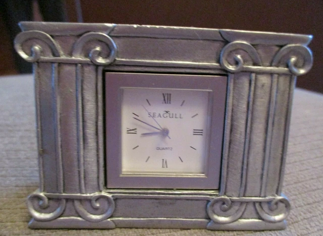 SEAGULL PEWTER ART Deco Pillar Miniature Mantel Clock $28.00 - PicClick CA