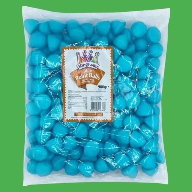 SOFT PAINTBALL MARSHMALLOWS Blue Colour Sugar Coated Marshmallow ...