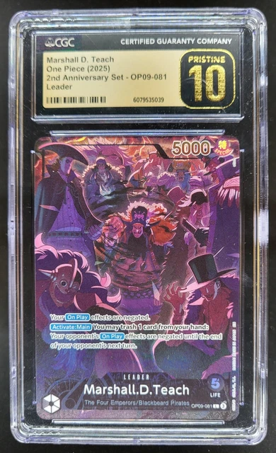 2025 ONE PIECE Ccg Marshall D. Teach Leader Op09-081 Cgc 10 Pristine Pt ...