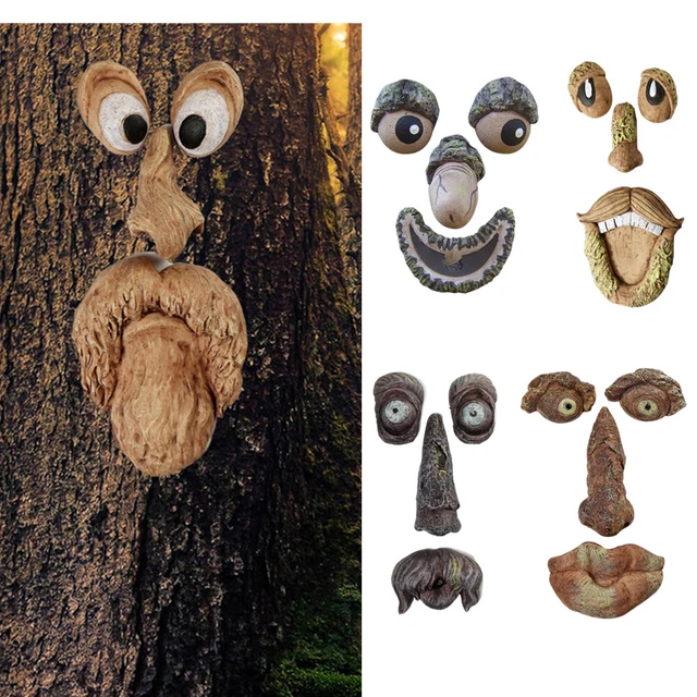 GARDEN PEEKER BARK Ghost Face Old Man Tree Faces Decor Tree Hugger ...