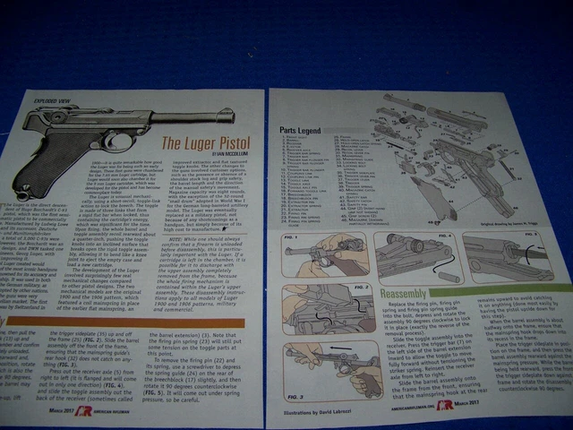 HISTORY: LUGER PISTOL ...Details/Exploded View (73Bb) £15.18 - PicClick UK