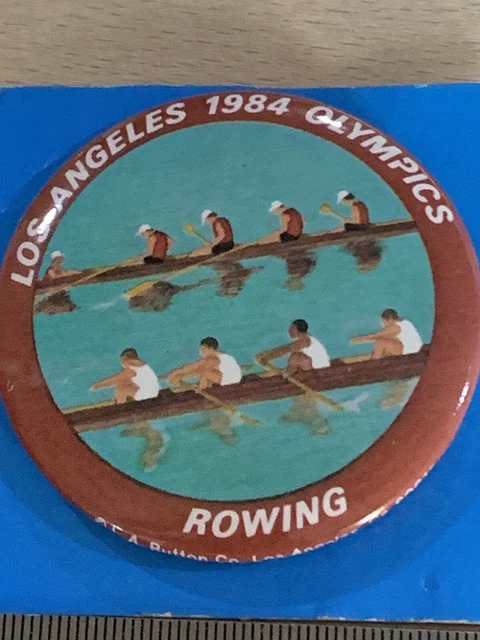 OLYMPICS ROWING TEAM Button Los Angeles 1984 Pin Vintage Pinback 80s ...