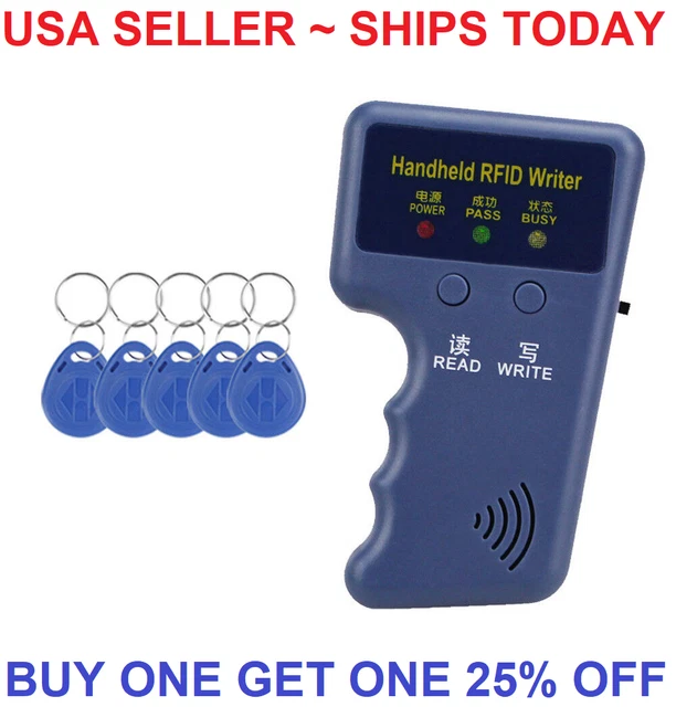 HANDHELD RFID ID Card Copier Key Reader Writer Duplicator 125KHz+5PCS ...