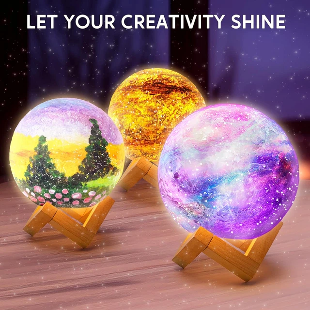 PAINT YOUR OWN Moon Lamp Kit,3D Space Moon Night Light,DIY Lamp Night ...