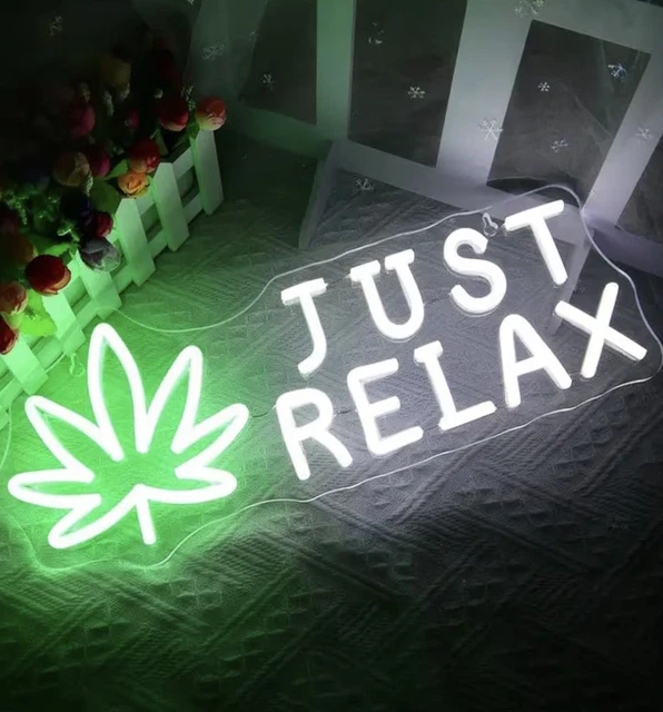 JUST RELAX NEON Sign Leaf Weed LED Neon Lights Signs for Wall Decor ...