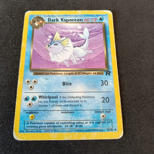 CARTE POKÉMON DARK Vaporeon 45/82 Team Rocket Wizard Anglaise ou Amér ...