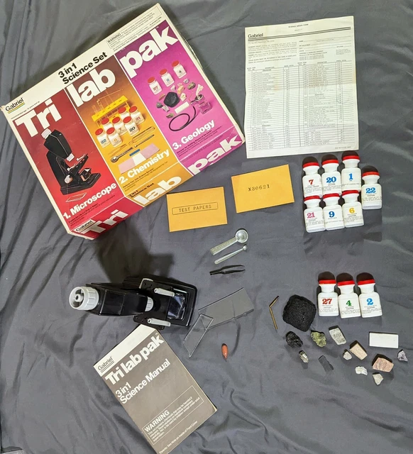 VINTAGE GILBERT SCIENCE Tri Lab Pak 3 In 1 Microscope/Chemistry/Geology ...