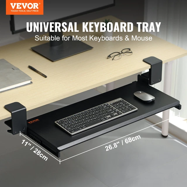 VEVOR KEYBOARD TRAY Under Desk, Pull out Keyboard/Mouse Tray Under Desk ...