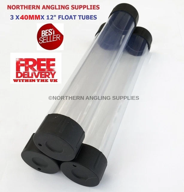 NAS 40MM Clear Plastic Float Tubes Length 12 inch (30cm) with Black End ...