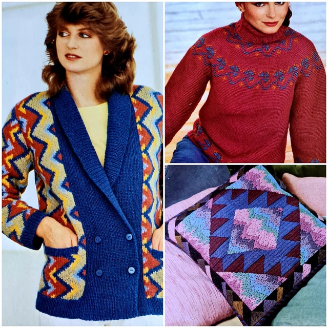 1980S YUGOSLAV CROCHET Top Zigzag Aztec Coat Busy Needles 97 Knitting ...