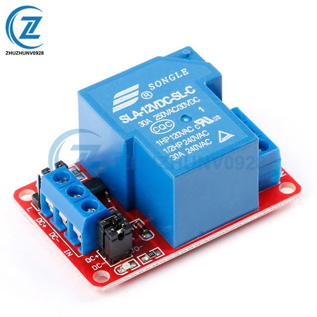 1-CHANNEL 30A 5/12/24V Relay Module Board with Optocoupler H/L Level ...