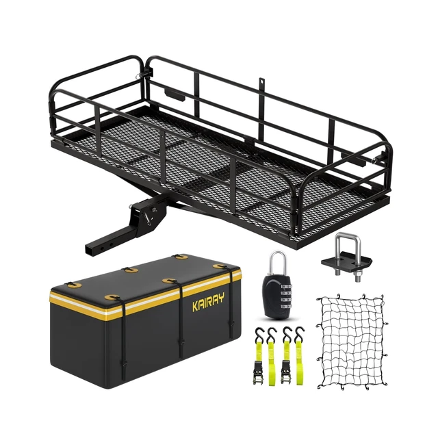 500 LBS HEAVY Duty Hitch Mount Cargo Carrier 60"x24"x14.4" Folding Rear ...