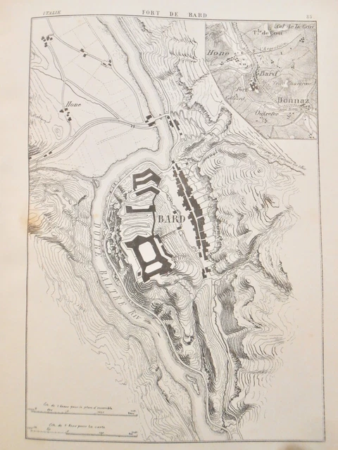 VINTAGE MAP CARTE ancienne FORT DE BARD ITALIE 1881 EUR 19,00 - PicClick FR