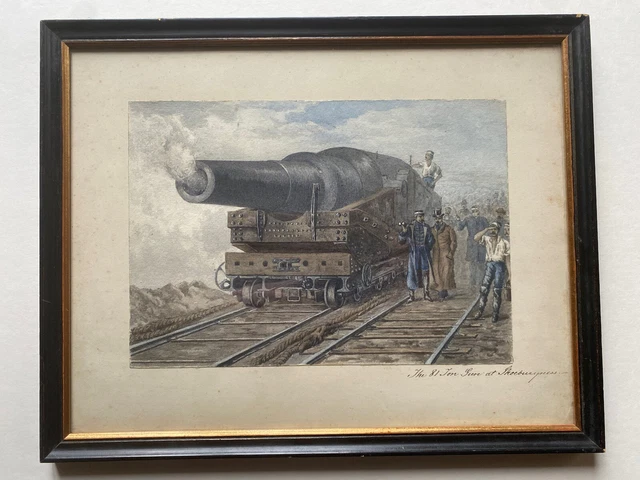 THE EIGHTY-ONE TON Gun at Shoeburyness. Original 19th century drawing ...