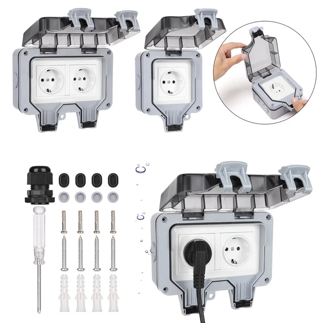 OUTDOOR WALL ELECTRICAL Power Outlet Waterproof Socket Dual USB Ports 2 ...