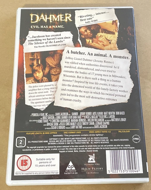 DAHMER THE CANNIBAL DVD (2002) Jeremy Renner, B. Davison, Jacobson (DIR ...