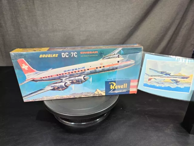 REVELL H-207 DOUGLAS DC-7C Swiss Air Sealed Model Plane Kit w/ Braniff ...