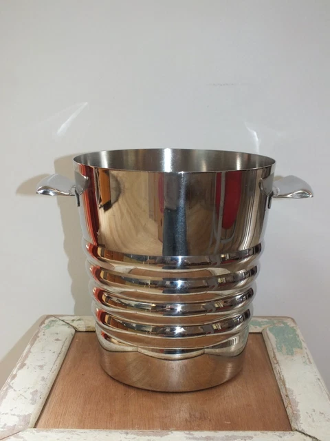 + GRAND SEAU à champagne en inox massif de style Art déco + EUR 25,00 ...