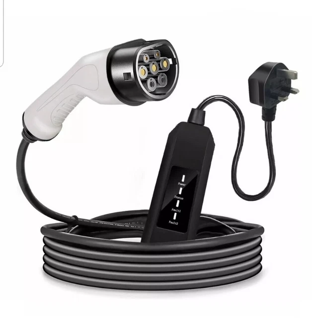 EV CHARGING CABLE UK Plug 3 Pin Type 2 Electric Vehicle Car Charger Portable 13A £69.99 ...