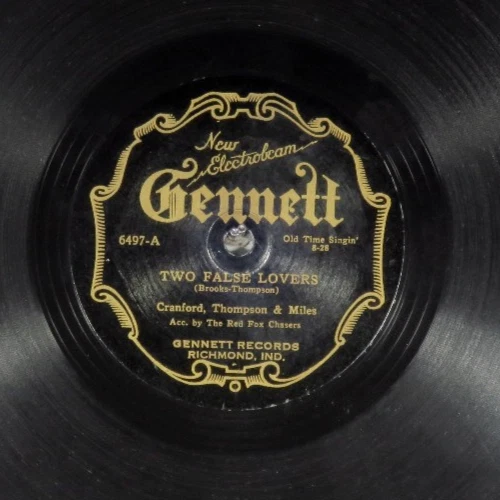 78 RPM -- Red Fox Chasers, Gennett 6497 "Two False Lovers" V+ Country ...